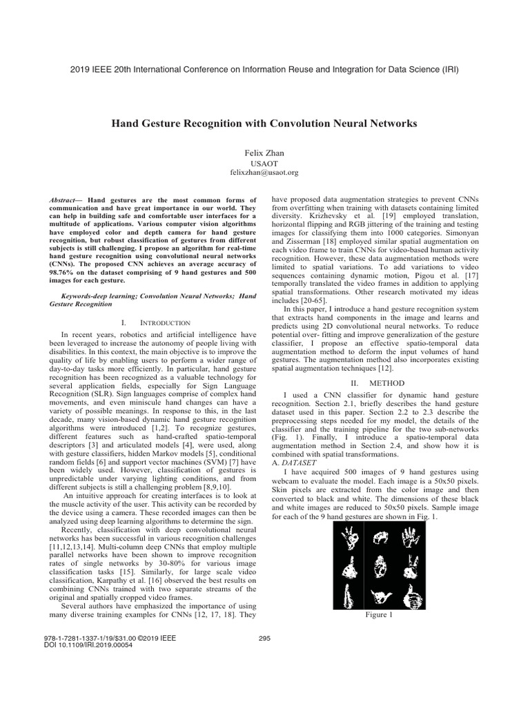 Hand Gesture Recognition With Convolution Neural Networks | PDF ...