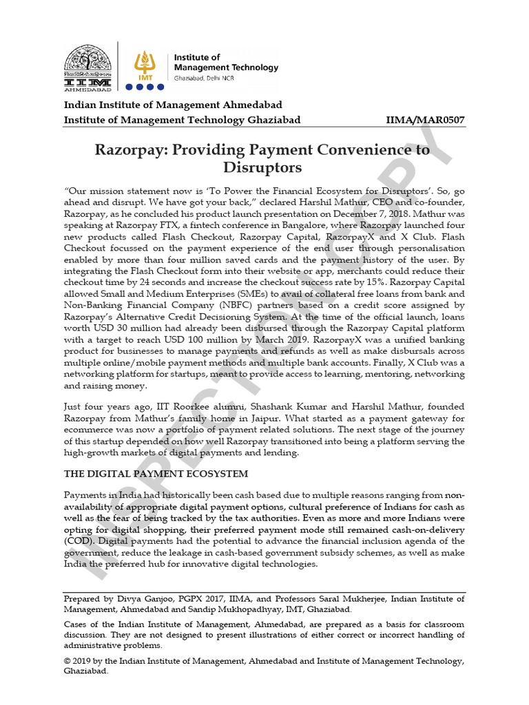 Case Study 3 Razorpay PDF | PDF | Banking Technology | Payments
