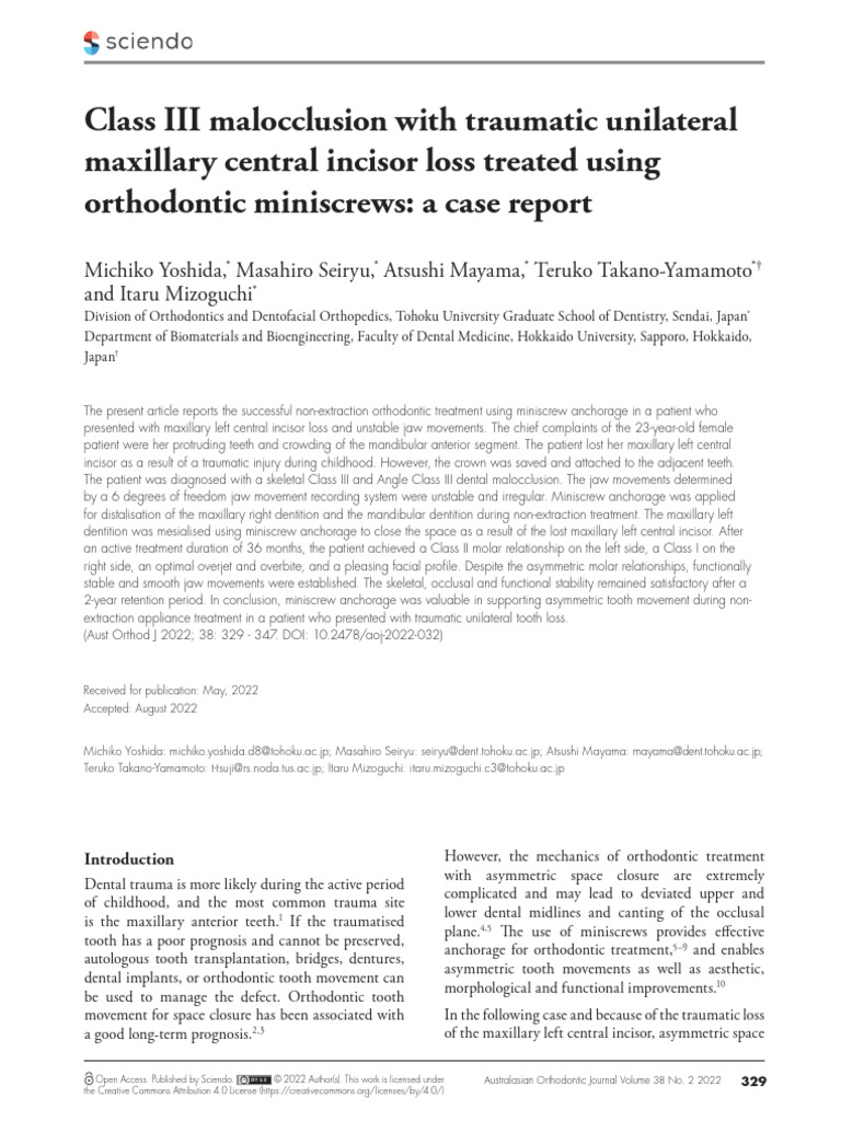 Class III Malocclusion Treatment Case Report | PDF | Orthodontics | Tooth