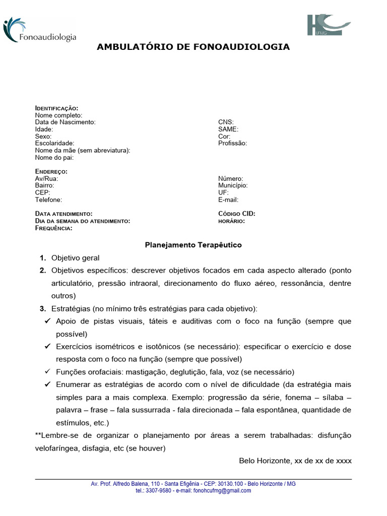 Roteiro para Planejamento Terapêutico DVF | PDF
