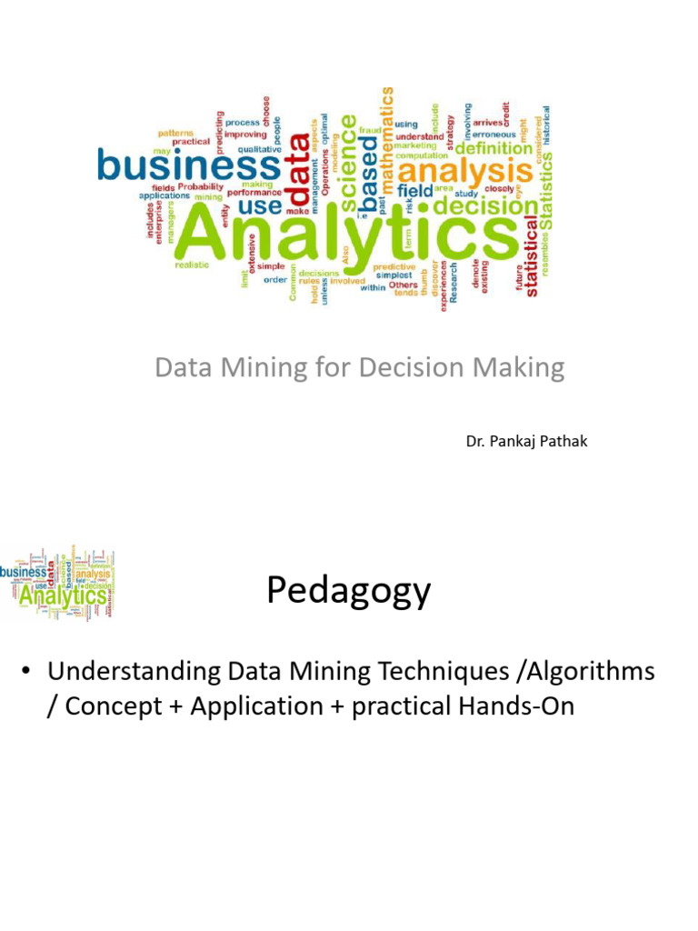 Study Material I | PDF | Statistical Classification | Data Mining