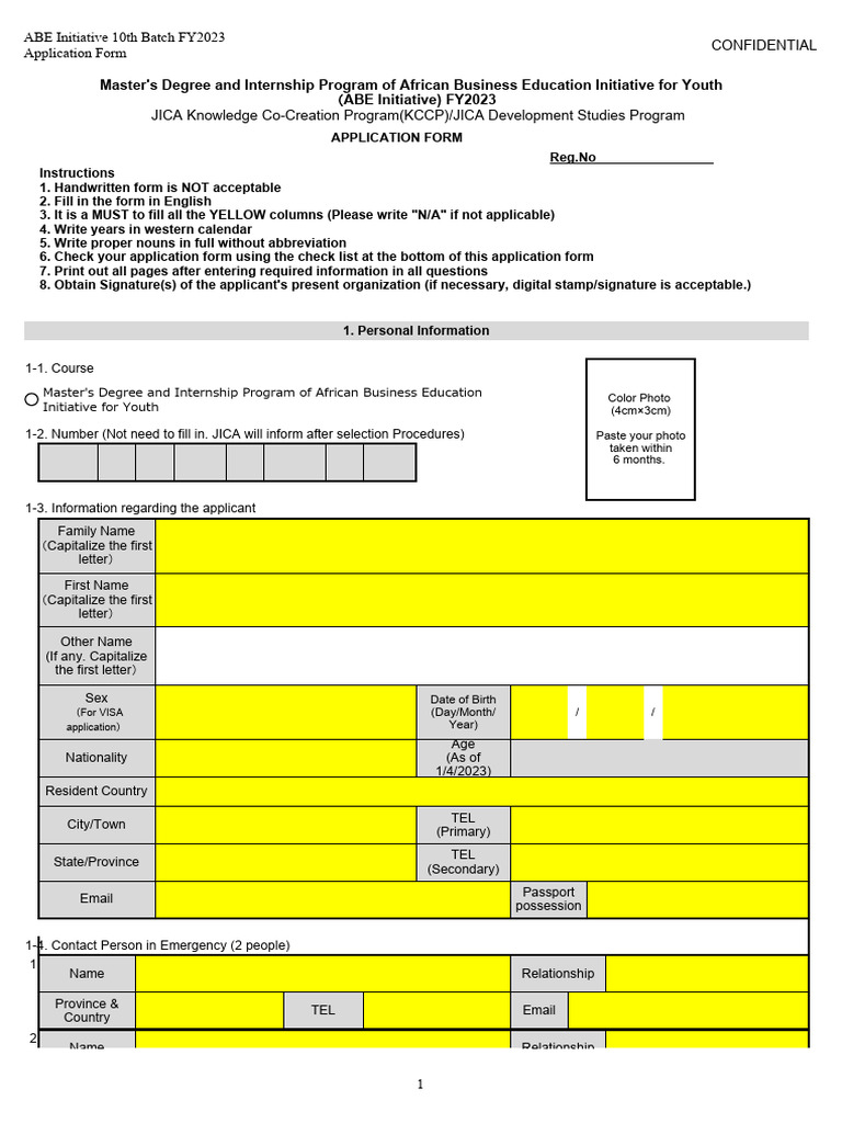 1 A 3 2023 Application Form Fo ABE Initiative Includes Annex 1 3 | PDF ...