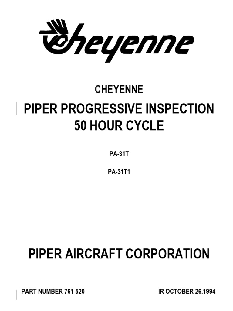 PA-31T Progressive Inspection Guide | PDF | Federal Aviation ...