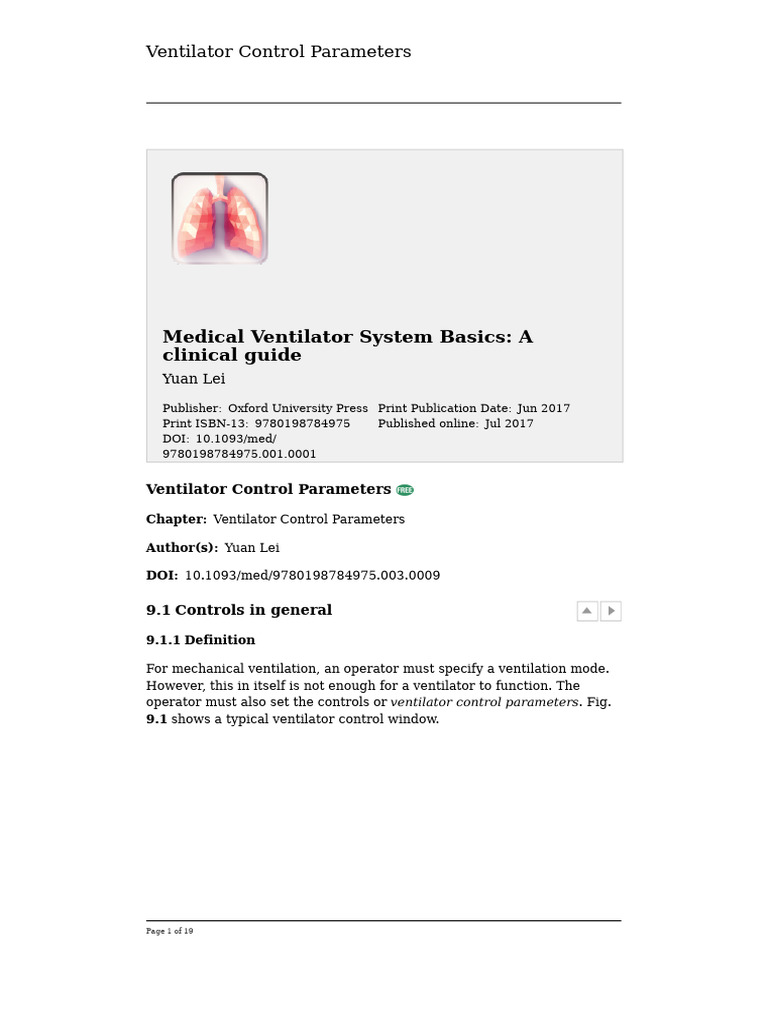 Ventilator Control Parameters Overview | PDF | Respiration ...