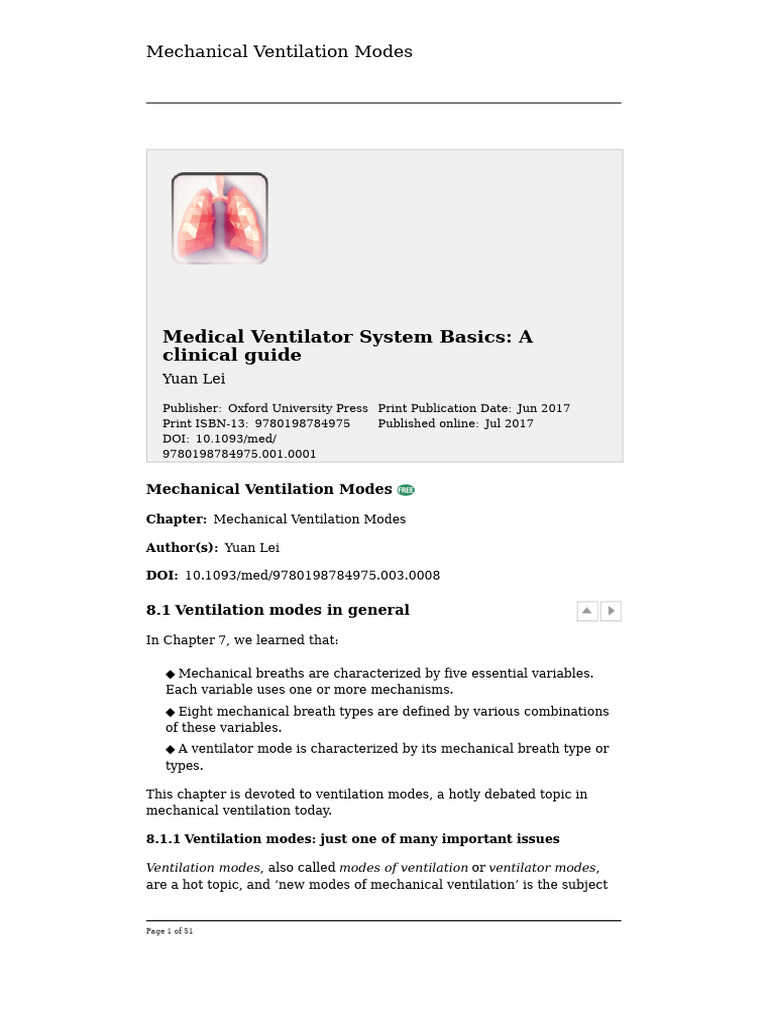 Mechanical Ventilation Modes | PDF | Feedback | Clinical Medicine