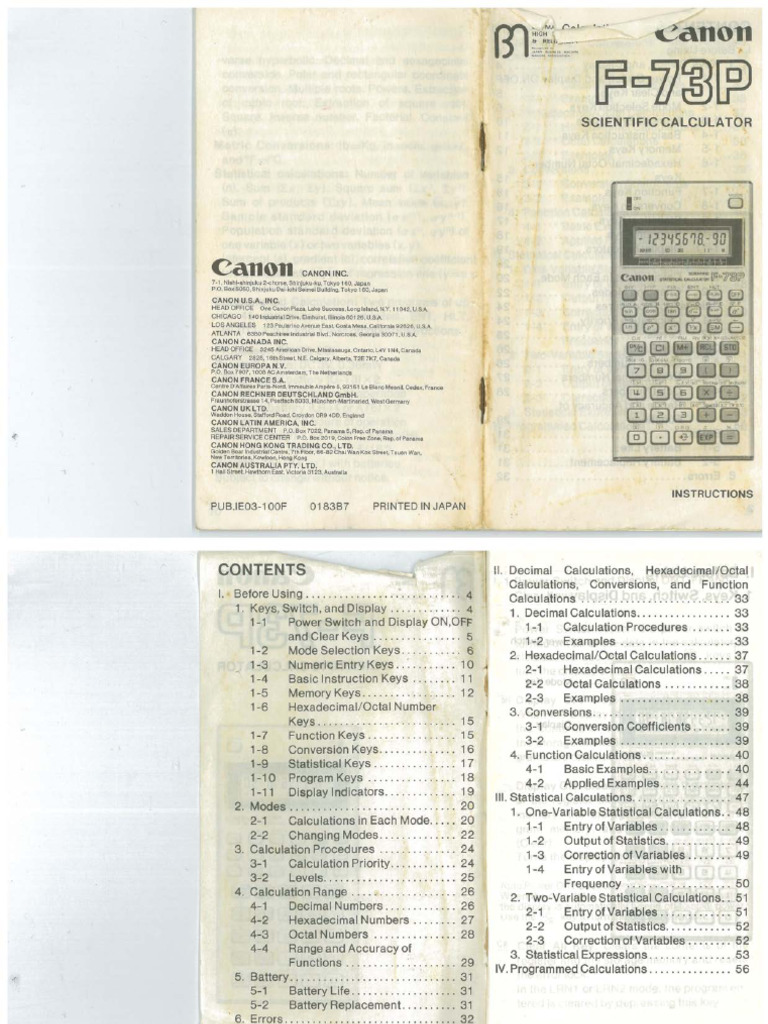 Canon: Scientific Calculator | PDF | Mathematics | Arithmetic