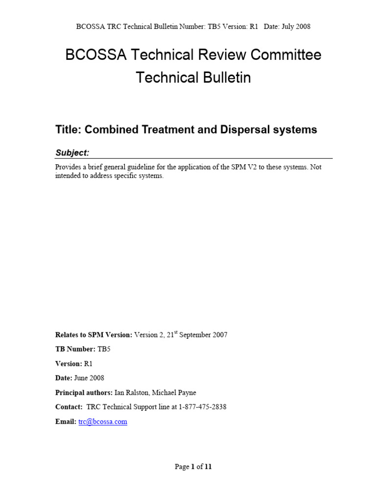 TRC Technical Bulletin, Treatment and Dispersal | PDF | Pressure ...