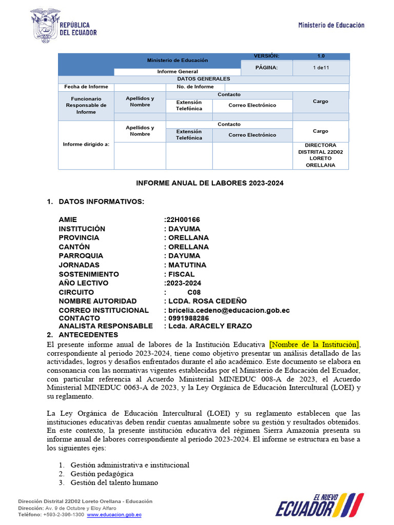 Asre-Informe Anual 2023-2024 | PDF | Plan de estudios | Responsabilidad