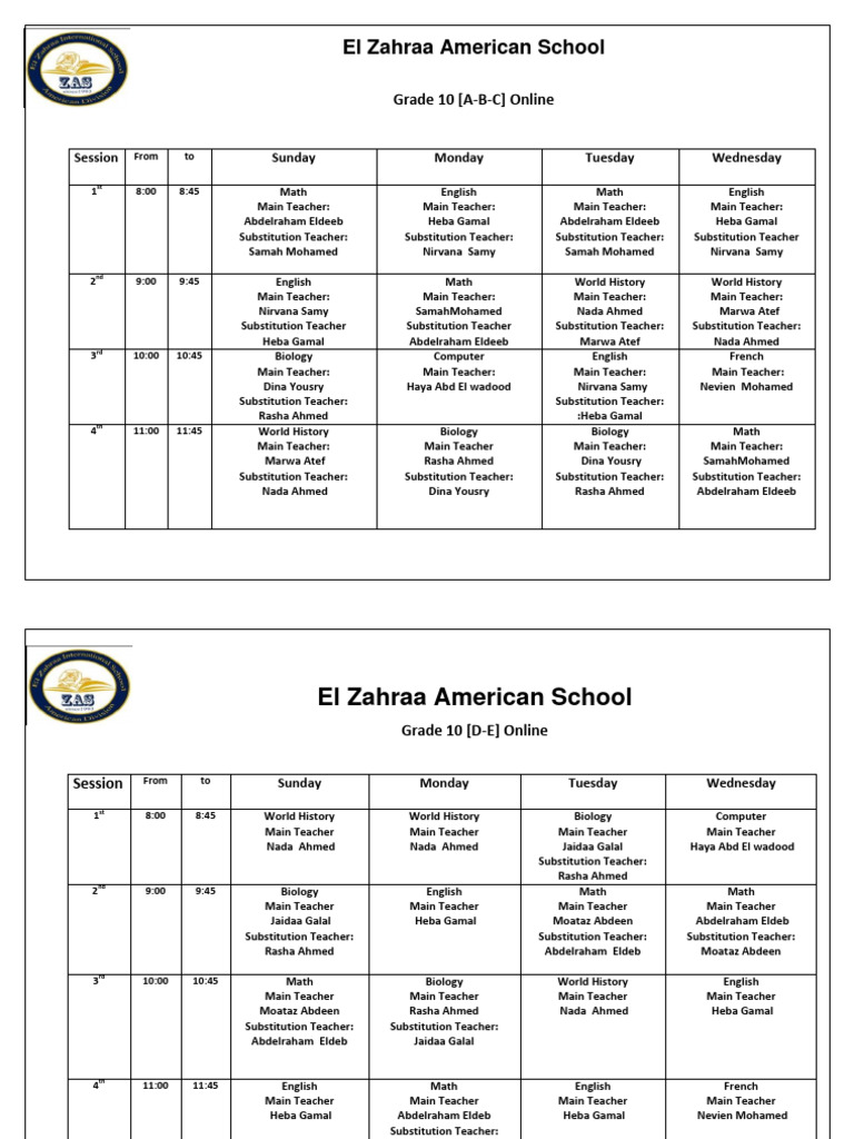 Online Sessions Timetable | PDF