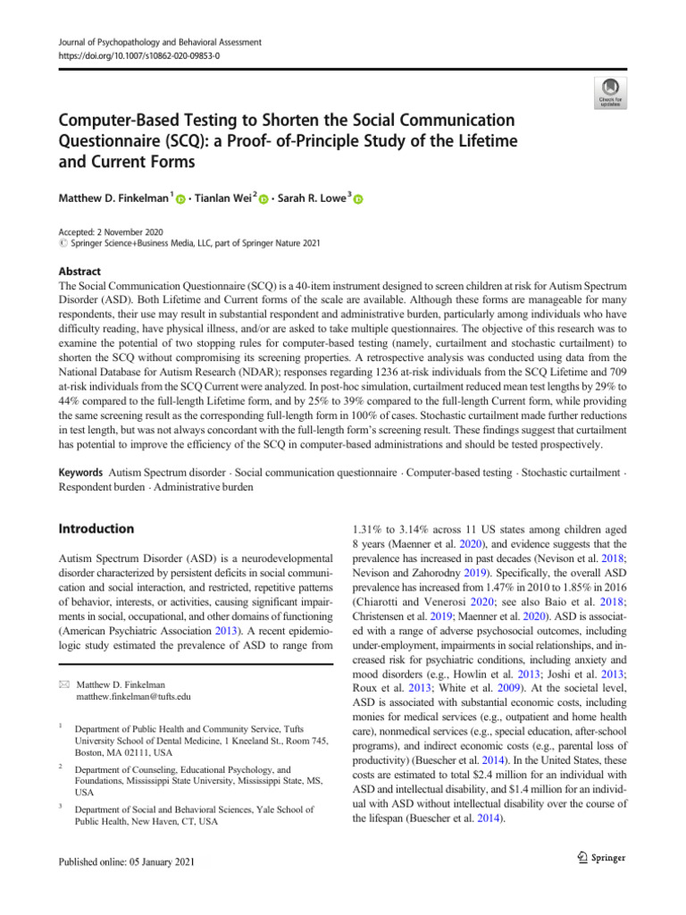 Computerd-Based Testin To Shorten The Social Communication ... Computerd-Based Testin To Shorten The Social Communication ...