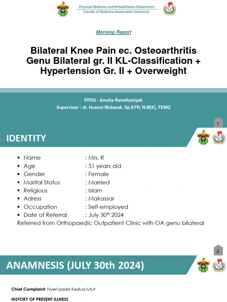 MR - Bilateral Knee Pain Ec OA Genu - AMR | PDF | Physical Therapy ...