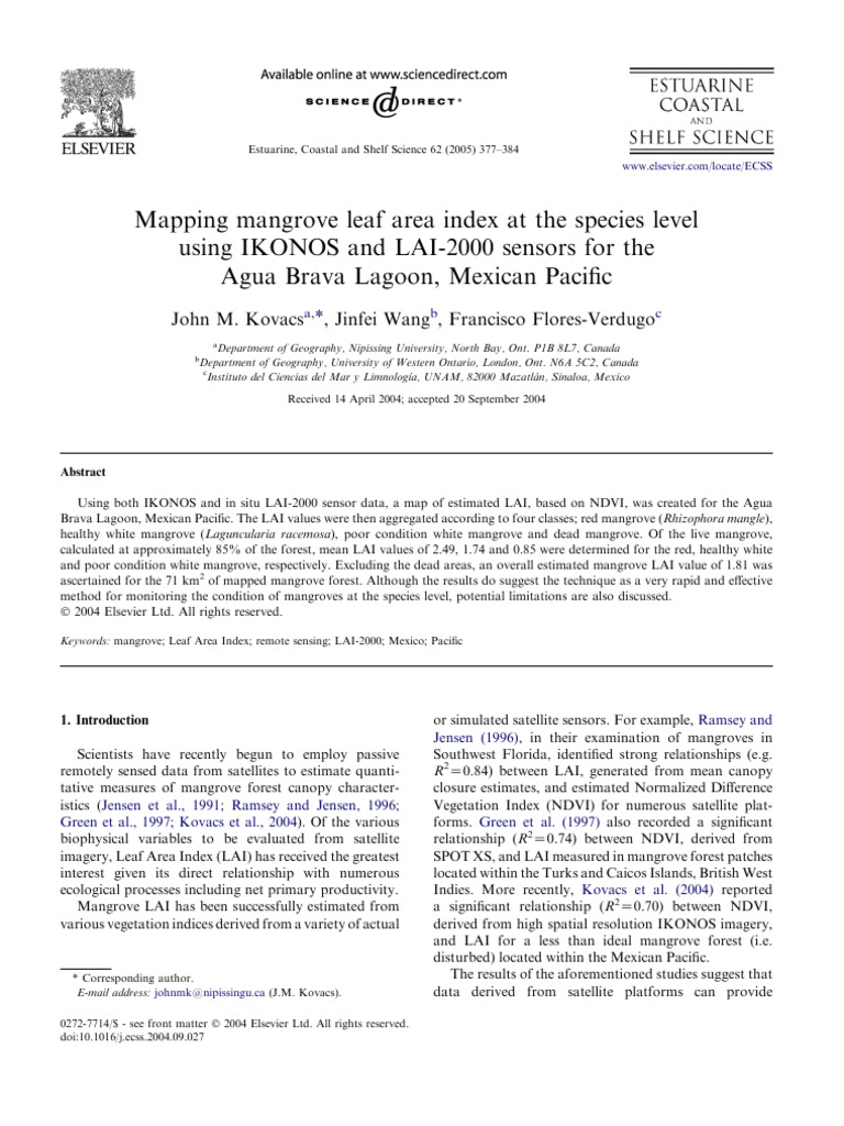 Mapping Mangrove Leaf Area Index at The Species Level Using IKONOS and ...