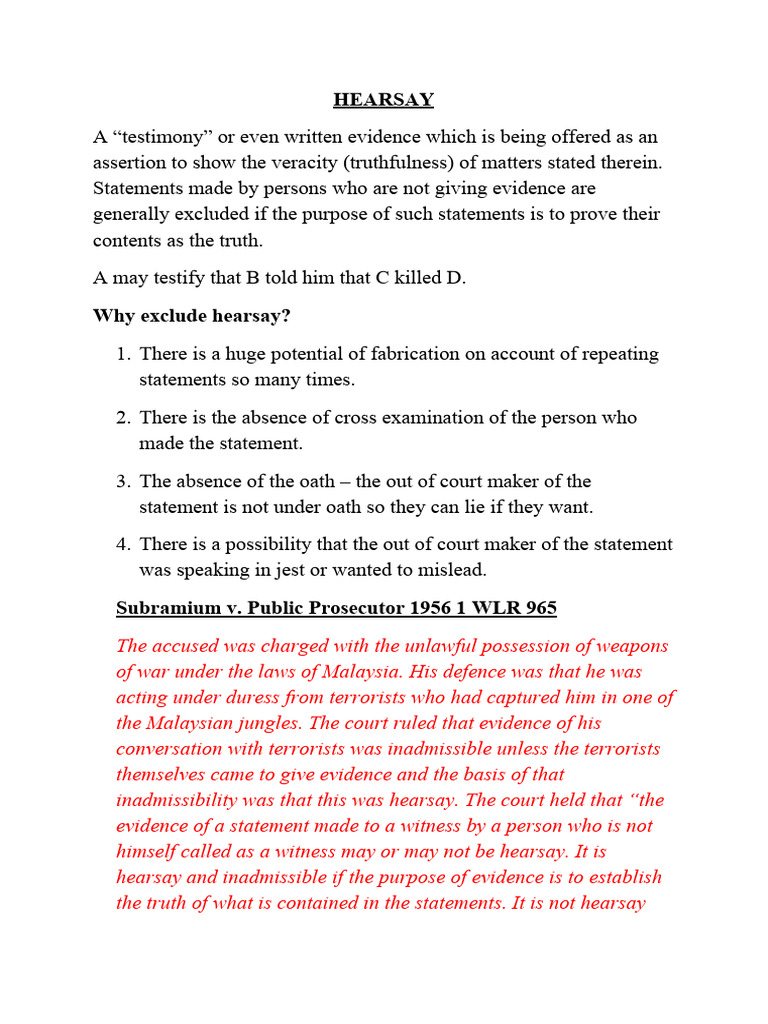 Hearsay | PDF | Hearsay | Confession (Law)