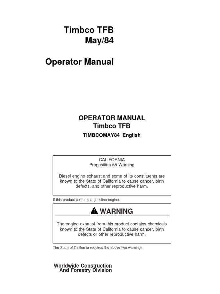 Timbco TFB Operator Manual Warning | PDF