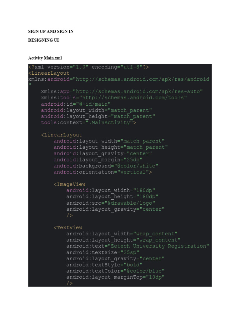 Sign Up and Sign in | PDF | Android (Operating System) | Software