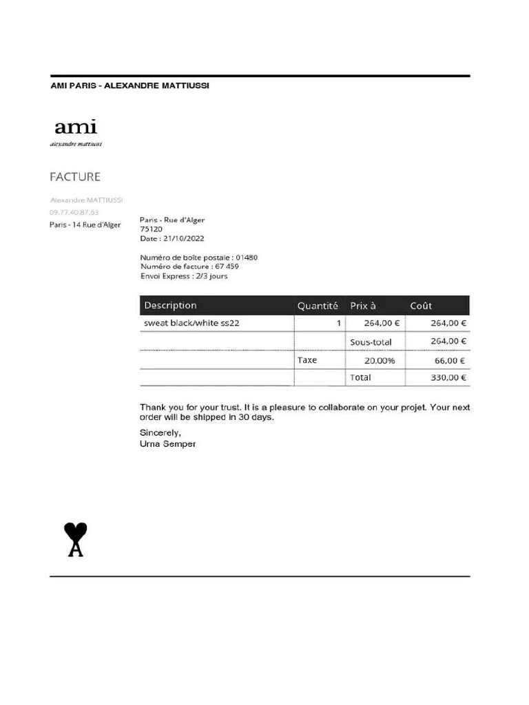 Facture Ami Paris | PDF