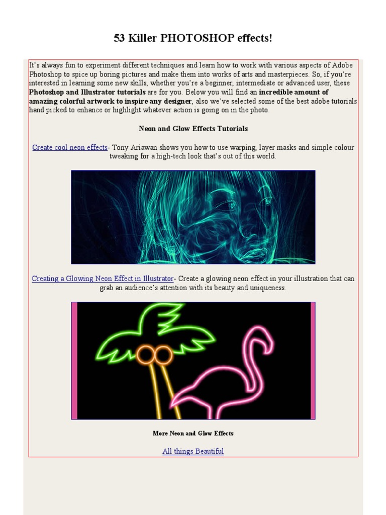 53 Killer PHOTOSHOP Effects | PDF | Adobe Photoshop | Adobe Illustrator