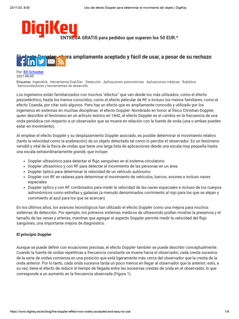 Uso Del Efecto Doppler para Determinar El Movimiento Del Objeto - DigiKey | PDF | Efecto Doppler ...
