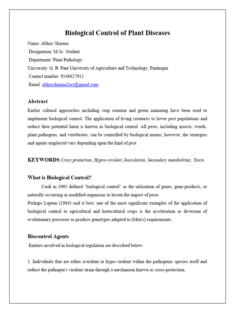 Biological Control of Plant Diseases | PDF | Biological Pest Control ...