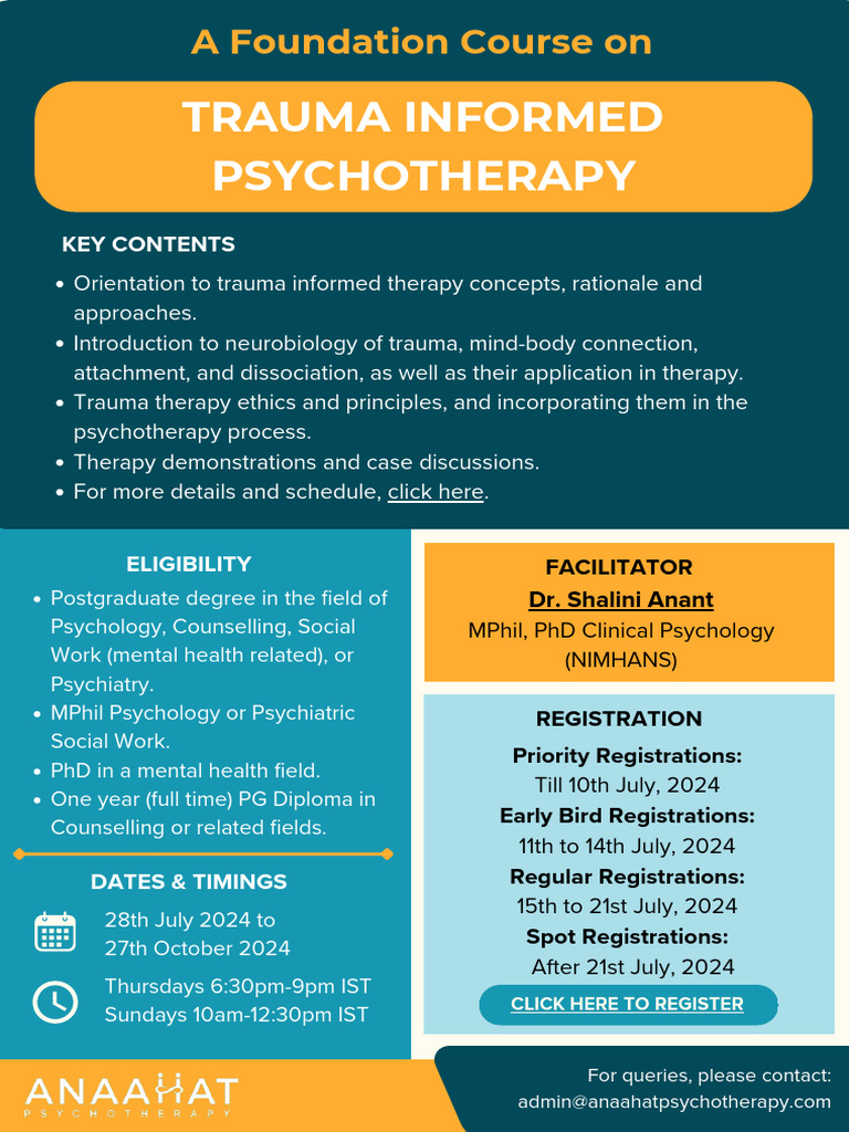 Foundation Course On Trauma Informed Psychotherapy | PDF