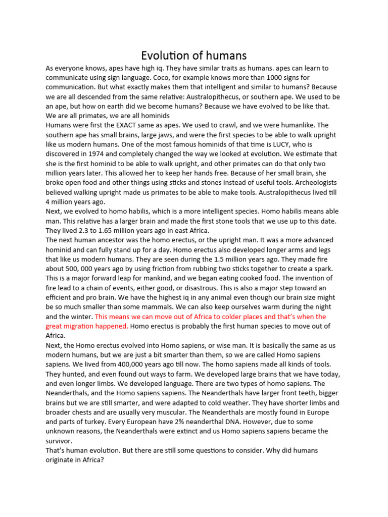 Evolution of Humans | PDF | Homo | Human