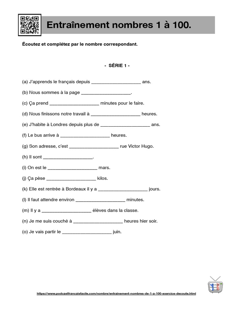 Exercices sur les Nombres en Français | PDF