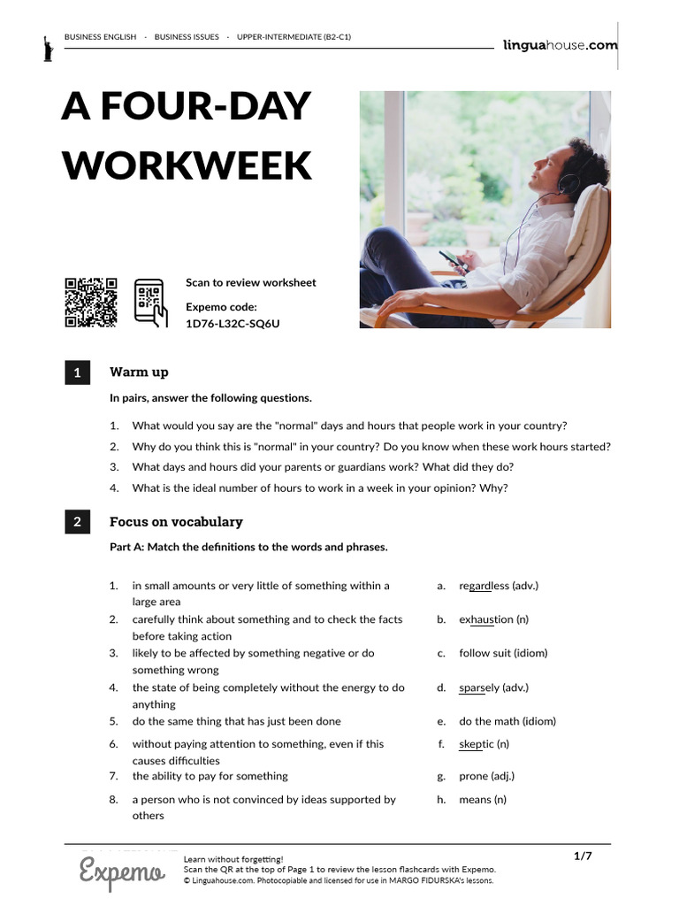 A Four Day Workweek American English Student | PDF | Workweek And Weekend