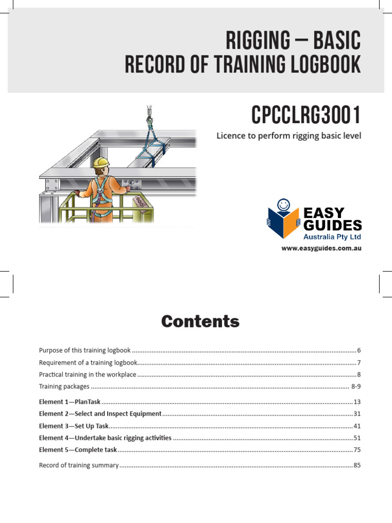 CPCCLRG3001-Rigging-Basic Logbook SAMPLE | PDF | Safety