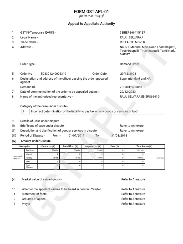 GST Apl-01 | PDF | Taxes | Payments