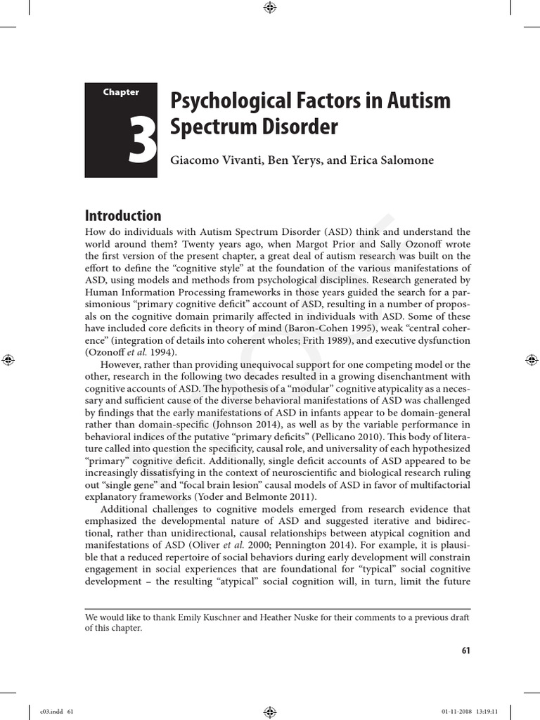 Psychological Factors in ASD | PDF | Autism Spectrum | Working Memory