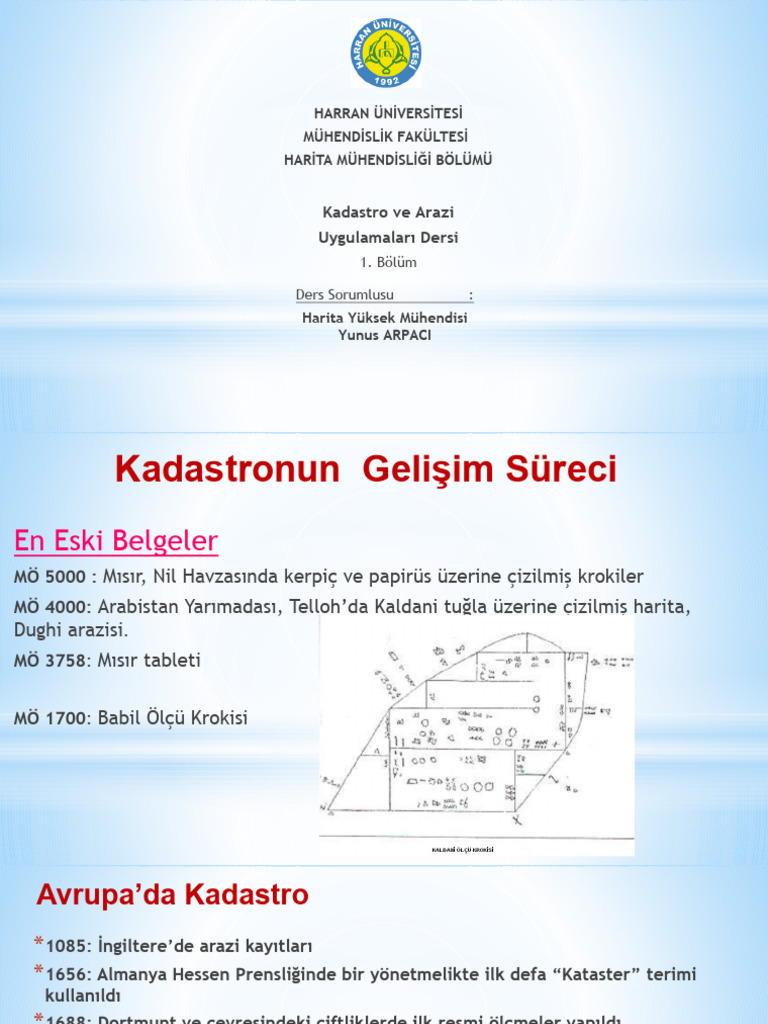 Kadastro Ve Arazi Yönetimi 1 | PDF