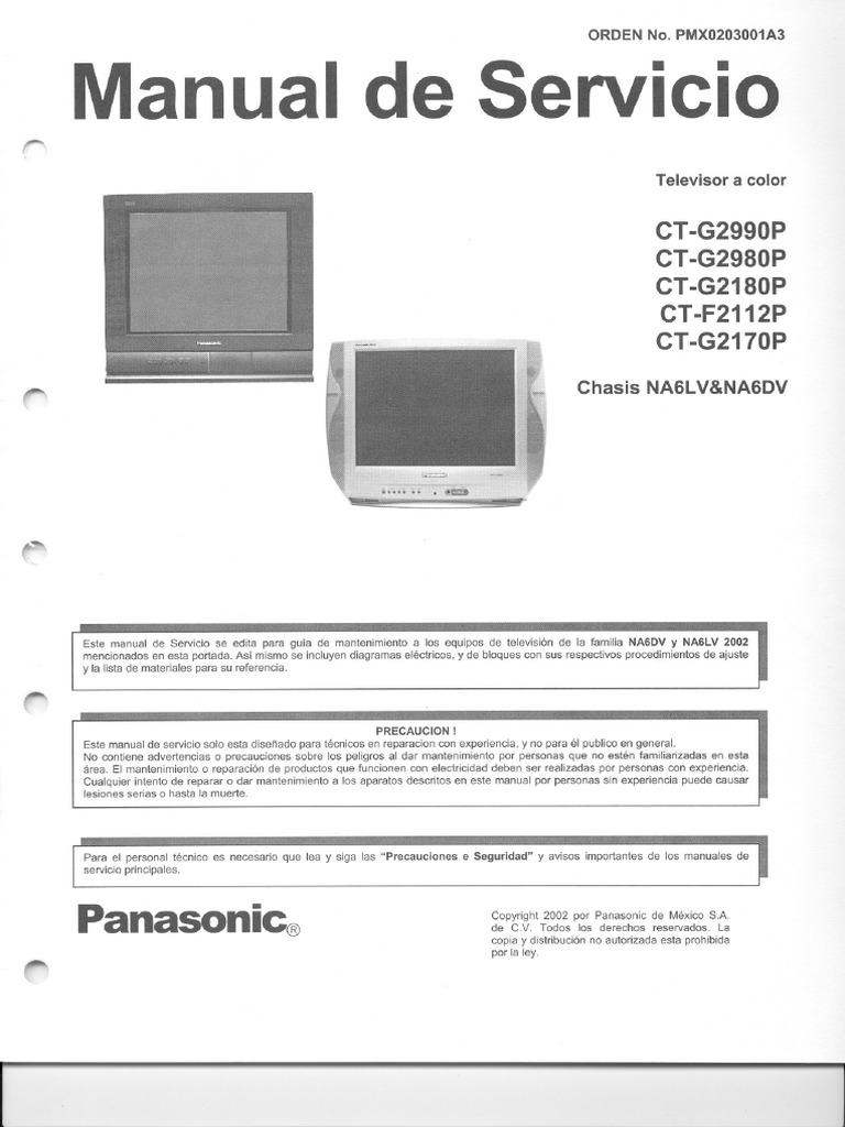VOL.1 Manual de Servicio TV Panasonic | PDF | Aislador (Electricidad ...