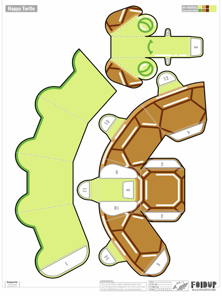 FUT Happy Turtle A4 Paper Toy Template PD | PDF