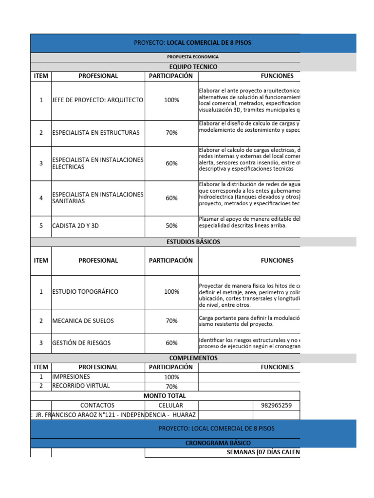 Propuesta Economica | PDF