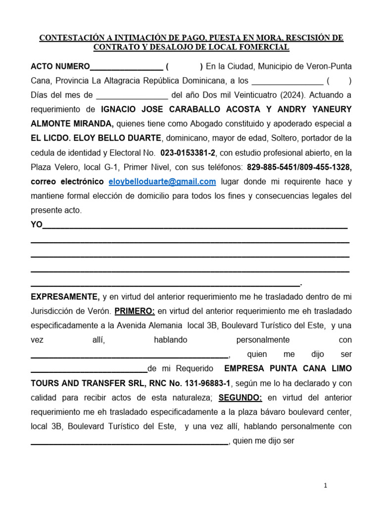 Intimaciã - N de Pago Punta Cana Limo Tours | PDF