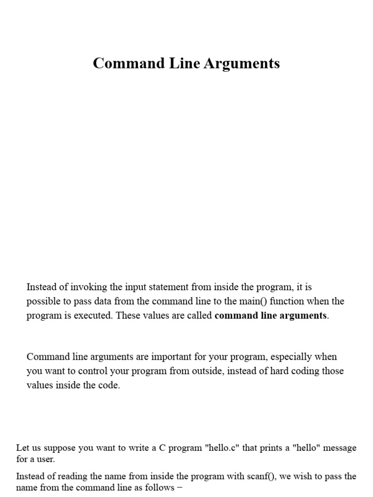 Command Line Arguments | PDF | Computers Command Line Arguments | PDF | Computers