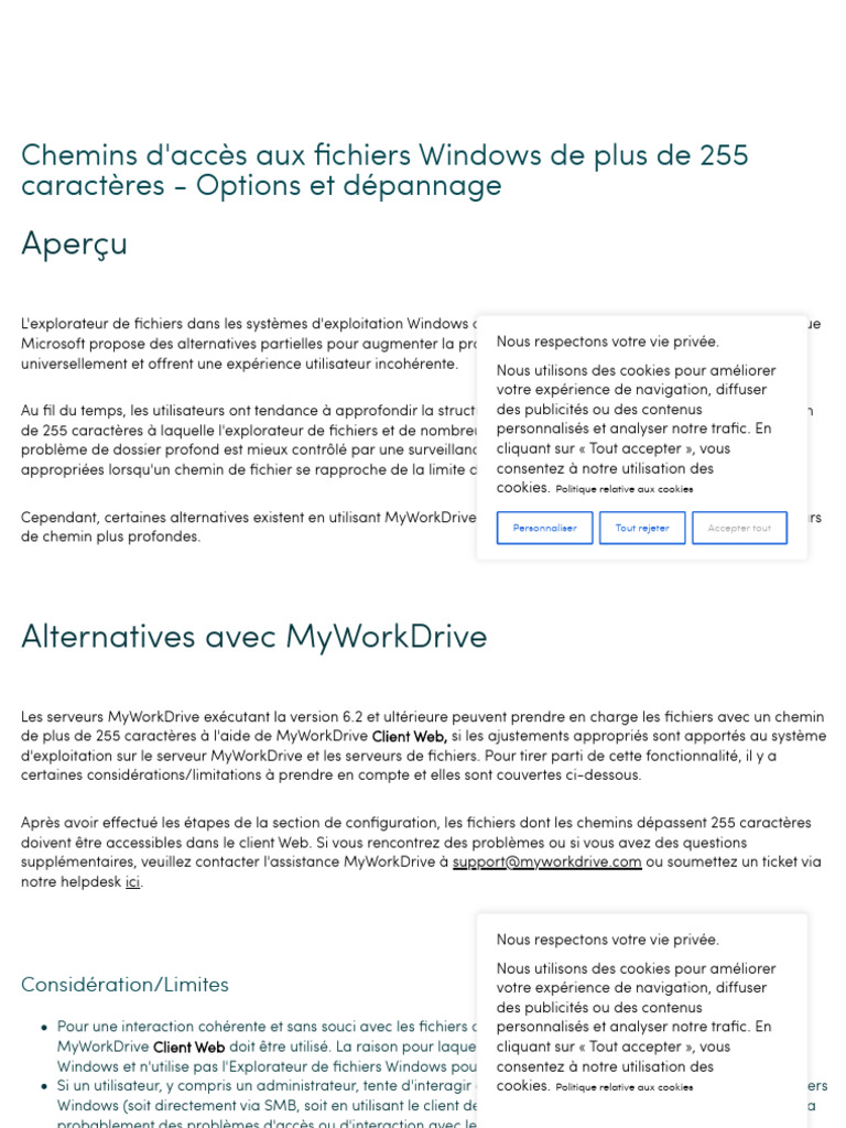 Dépannage des chemins Windows > 255 caractères | PDF | Cookie ...