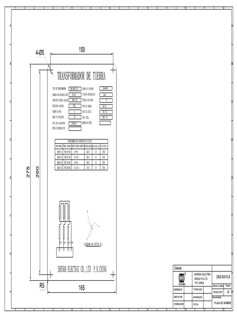 2.) Nameplate Drawing For ZIG ZAG Transformer - DKS-500kVA-13.8kV (RVE1 ...