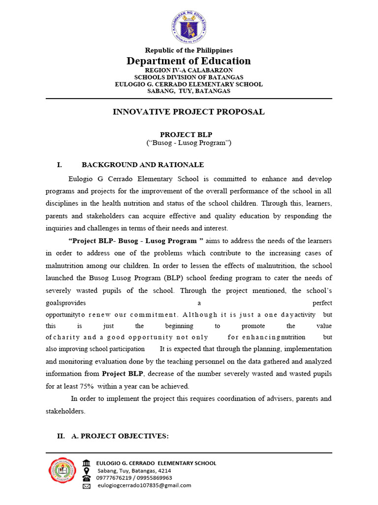 Innovative Project Proposal To Print | PDF | Learning | Cognition