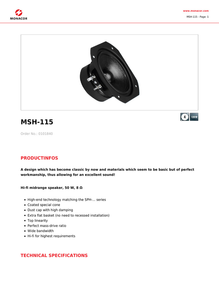MSH 115 | PDF | Loudspeaker | Inductor