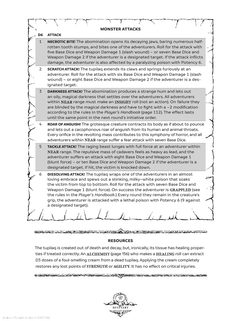 D6 Attack Necrotic Bite!: Monster Attacks | PDF | Dragon