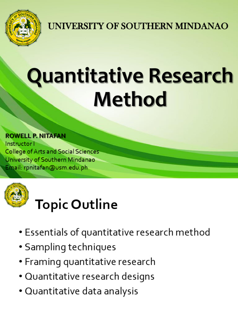 Quantitative Research Method | PDF | Sampling (Statistics) | Methodology