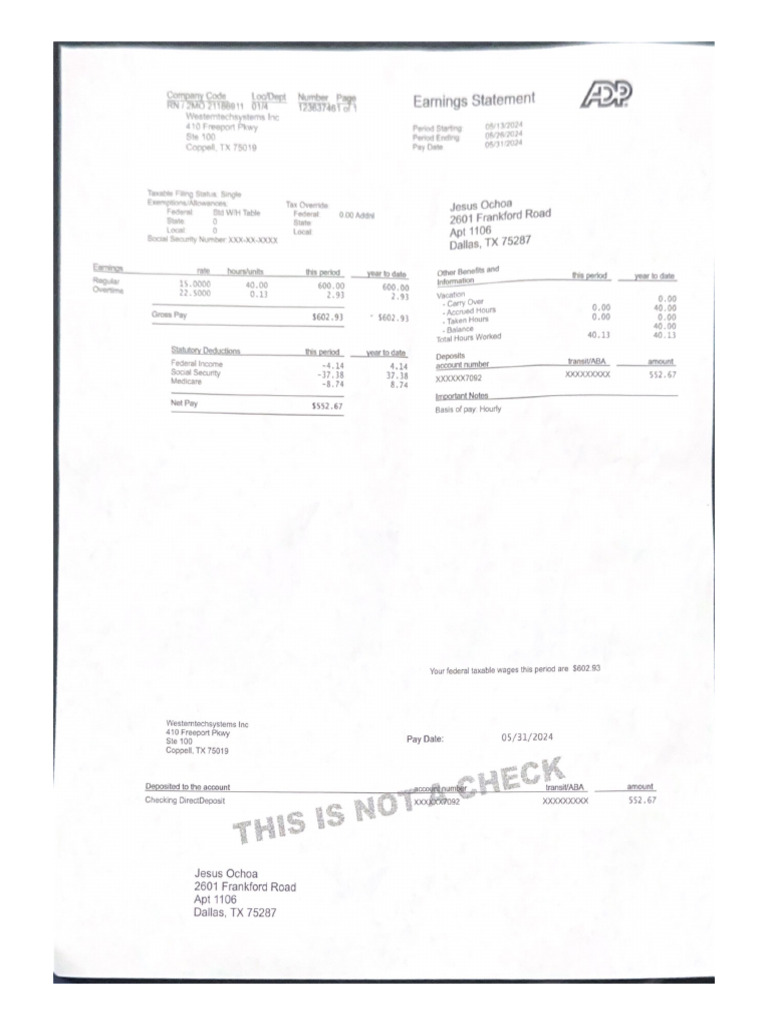 Earnings Statement | PDF