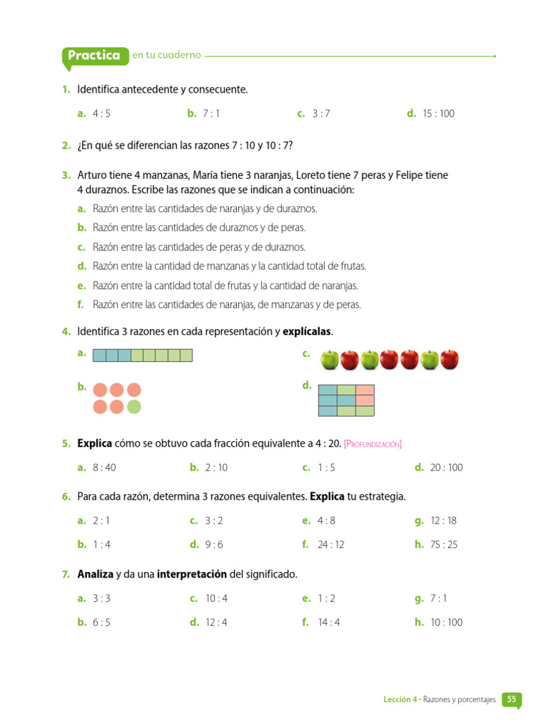 Razones y Porcentajes: Ejercicios y Ejemplos | PDF | Porcentaje