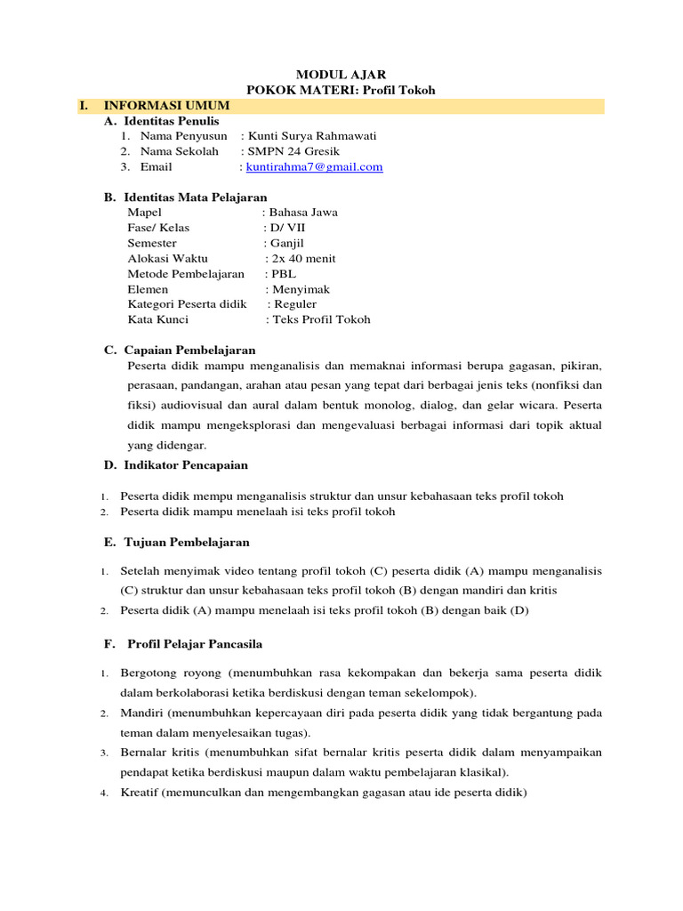 Modul Ajar Profil Tokoh | PDF