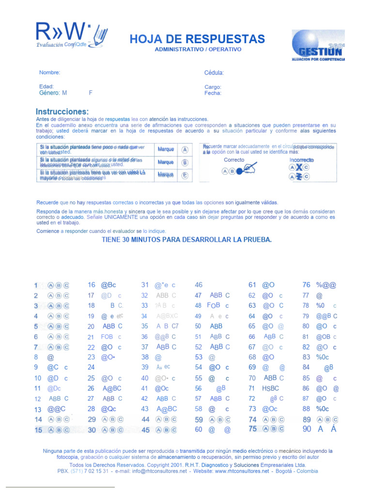 Hoja de Respuesta 360 Administrativo | PDF