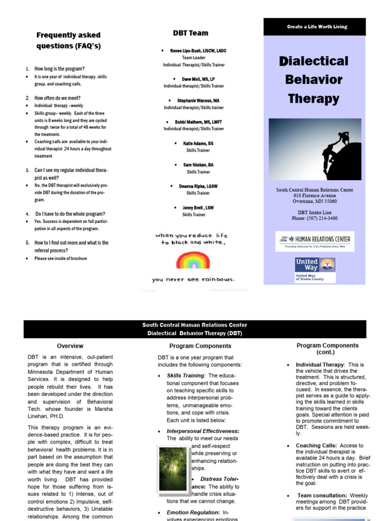 Adult DBT Brochure Final Version | PDF | Dialectical Behavior Therapy ...
