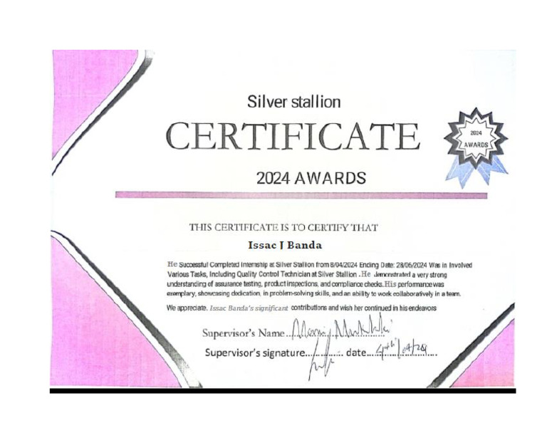 Issac J Banda Certificate | PDF