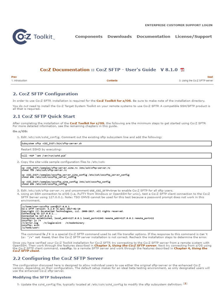 Co - Z SFTP Configuration | PDF | Secure Shell | Command Line Interface