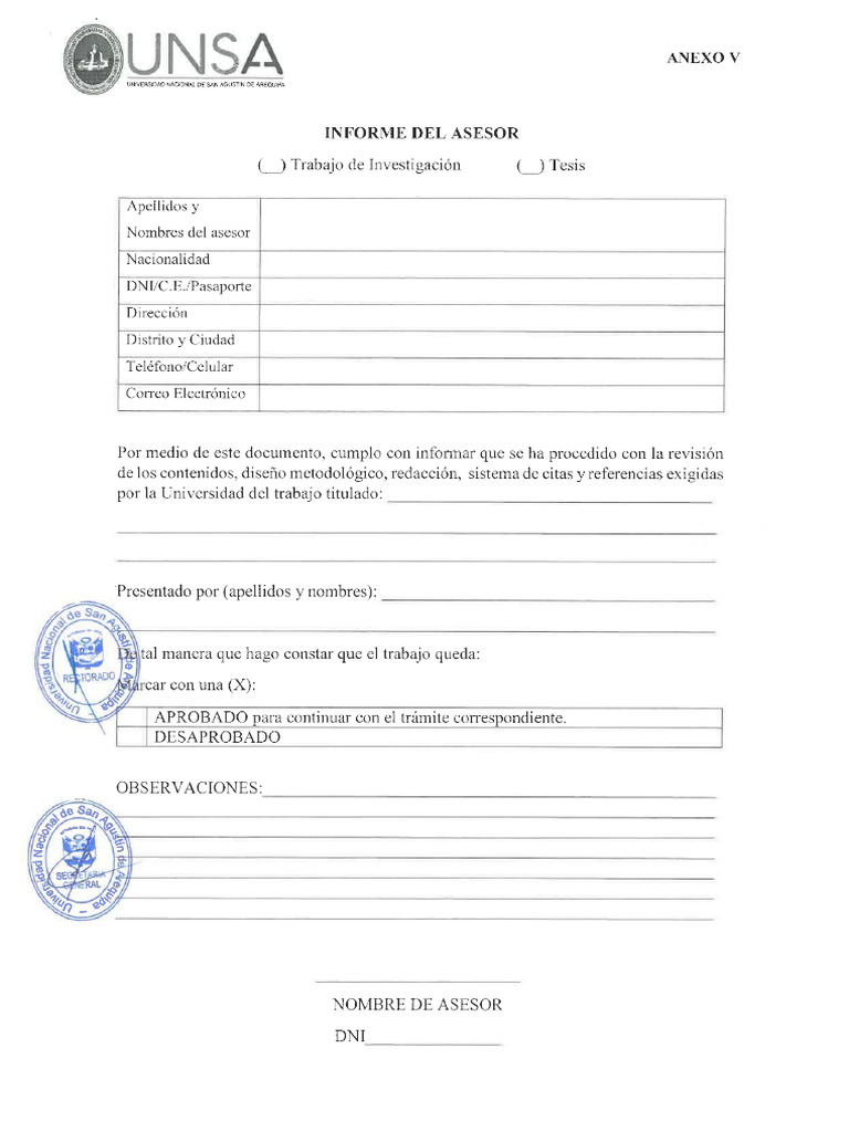 Informe Asesor Fau Unsa | PDF